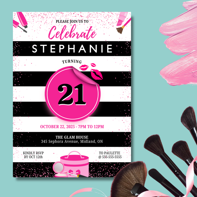Sephora Theme Birthday Invitation Template – Hot Oil Designs