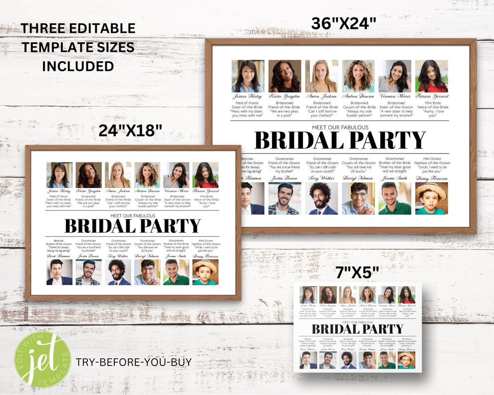 Meet Our Bridal Party Sign, Wedding Sign, Reception Sign, Editable Tem ...