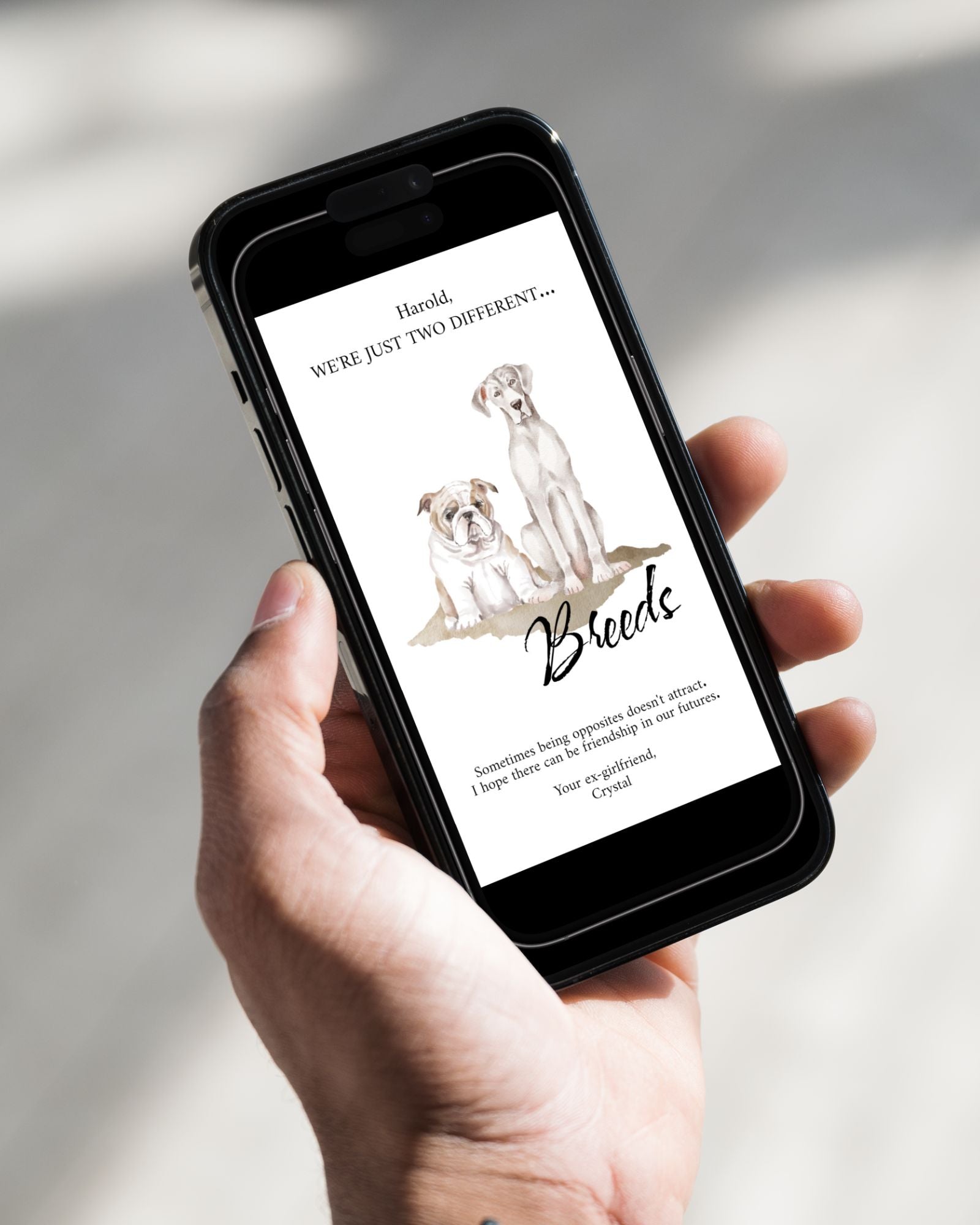 Different Breeds Breakup Card - 2 Editable Templates – Hot Oil Designs