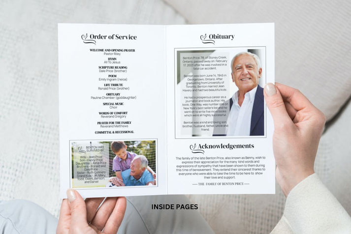 Modern Funeral Program Template and Death Announcement Card – Hot Oil ...