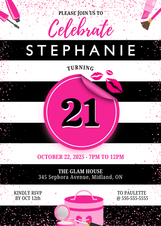 Sephora Birthday Invitation Template | Editable Makeup Theme Party Inv ...
