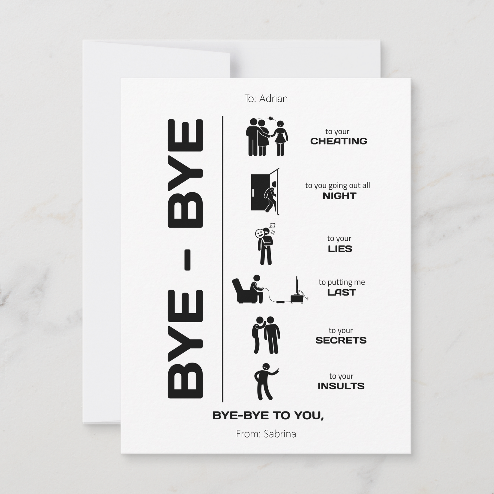 Bye Bye Breakup Card – Hot Oil Designs