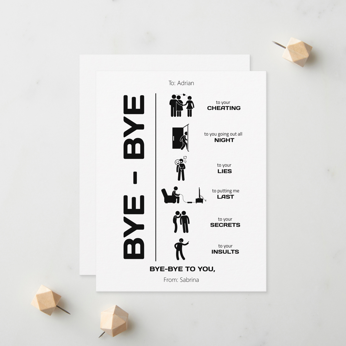 Bye Bye Breakup Card – Hot Oil Designs
