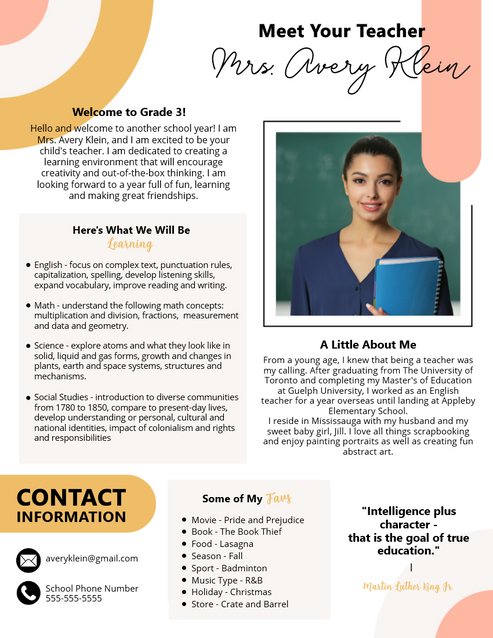 Contemporary Meet The Teacher Template, Meet The Professor Template, B ...