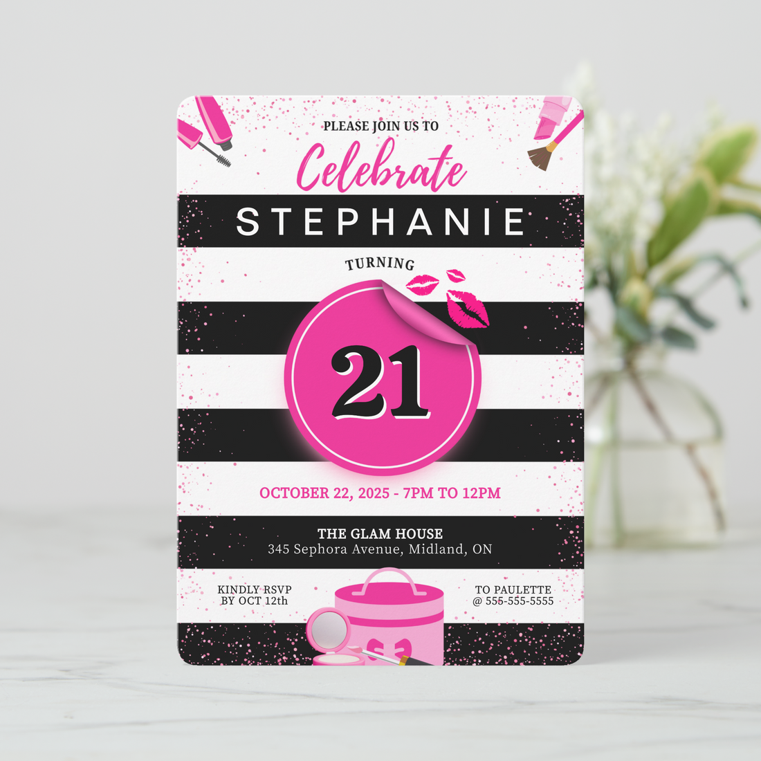 Sephora Birthday Invitation Template | Editable Makeup Theme Party Inv ...